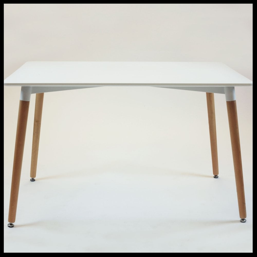 Kim Rectangular White Dining Table Natural Wood Legs 47" - Walmart.com