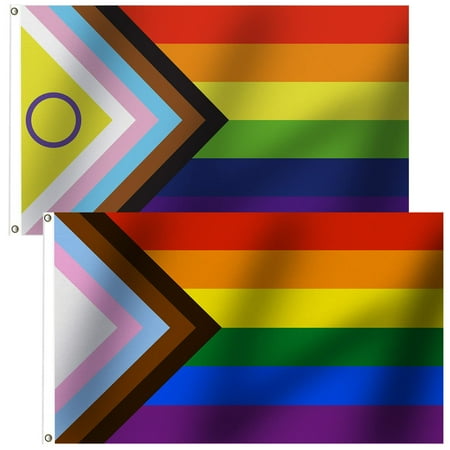 2 Pack Progress Pride Flag New Rainbow Flags 3'x 5' Inclusive Chevrons ...