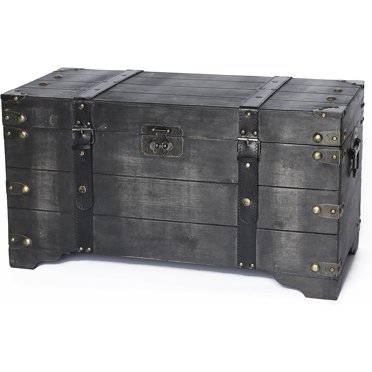 Household Essentials Corrugated Metal Storage Trunk, Rustic Silver ...