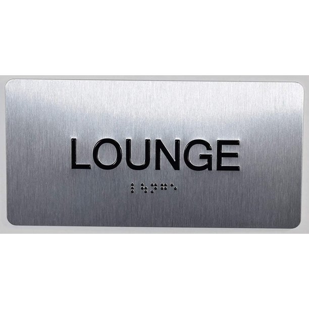 Lounge Sign Silver-Tactile Touch Braille Sign (Aluminium !!, Brush ...