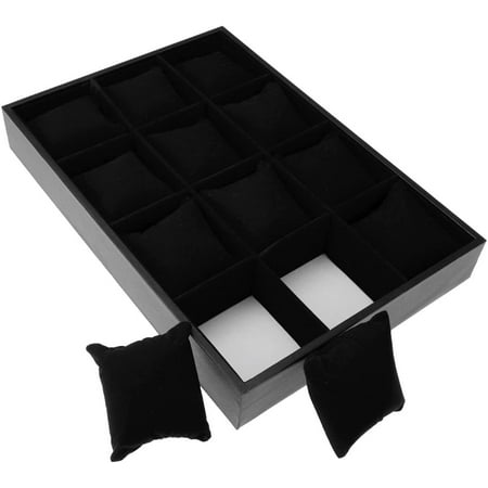 Watch Box Organizer 12 Grid Velvet Watch Case Storage Display Box with ...