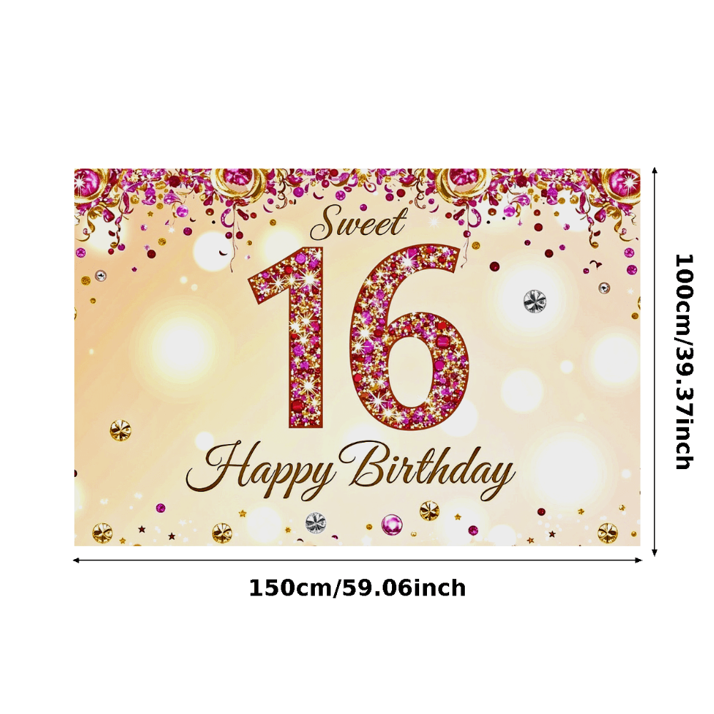 Click here for Yezdix Sparkling Sweet 16 Birthday Backdrop Banner... prices