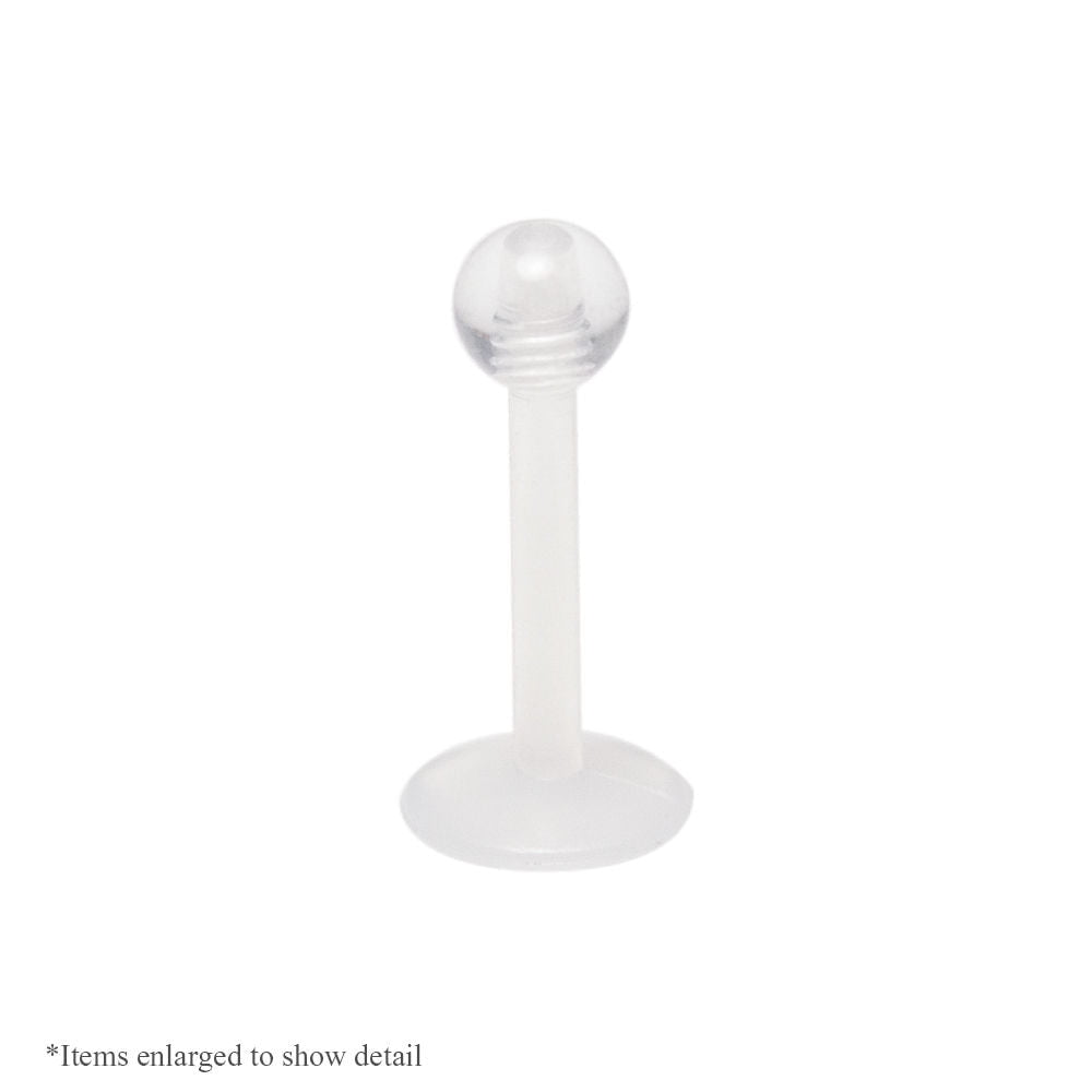BodyJewelryOnline Clear Bioflex 16G Labret Retainer Lip Ring Barbell ...