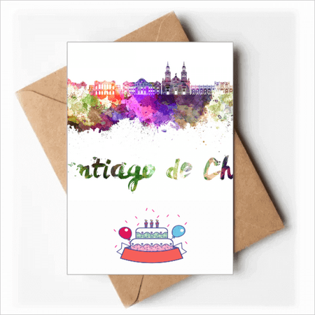 Santiago De Chile City Watercolor Happy Birthday Greeting Cards ...
