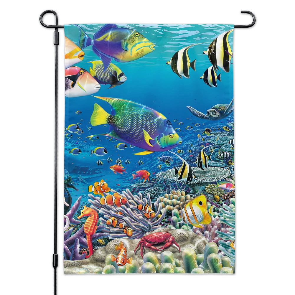 Ocean Coral Reef Angel Fish Garden Diving Garden Yard Flag - Walmart.com
