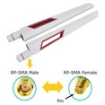 White and Red 10dBi Dual Band Signal Booster Wi-Fi Antennas (2.4GHz ...