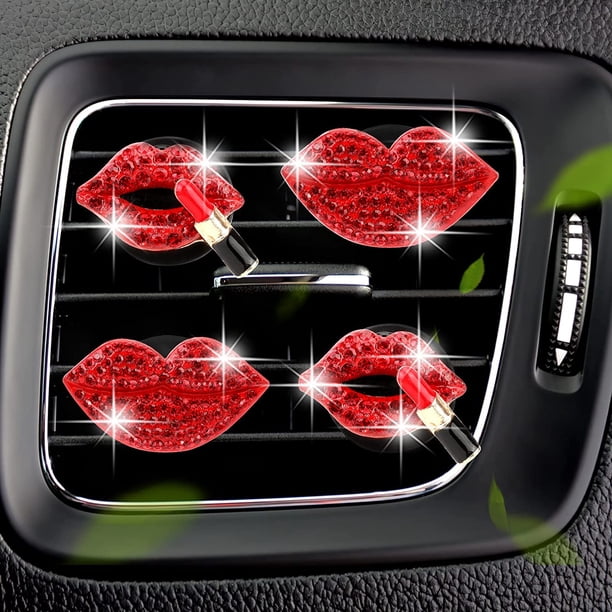4 Pieces Aromatherapy Car Essential Oil Diffuser, Red Lips Shape, Car ...