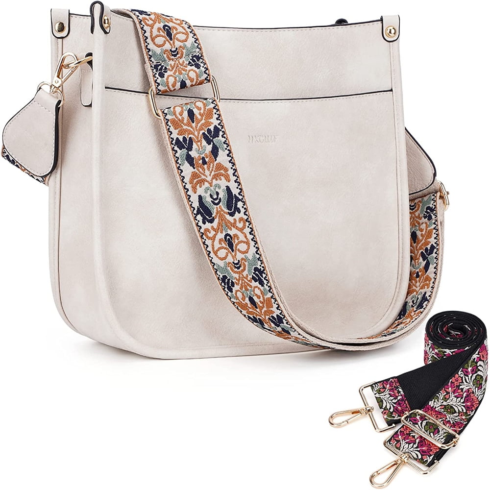 HKCLUF Crossbody Bags for Women Designer Leather Hobo Handbags With 2 ...