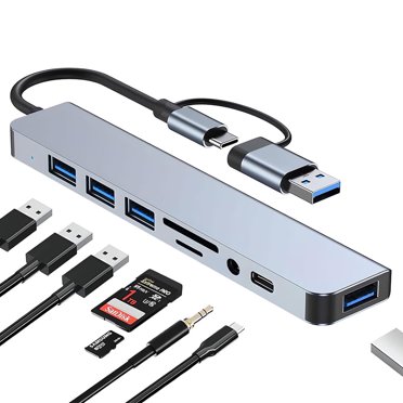 AUKEY Computer Gadgets: USB3.0 Silver 10 Interface Aluminum Alloy HUB ...