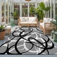 Abstract Wave Line Area Rugs 4x6ft Black White Grey Geometric Stripe ...