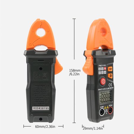 PM2116S Tiny Smart AC/DC Clamp Digital Meter AC Current Measurement ...
