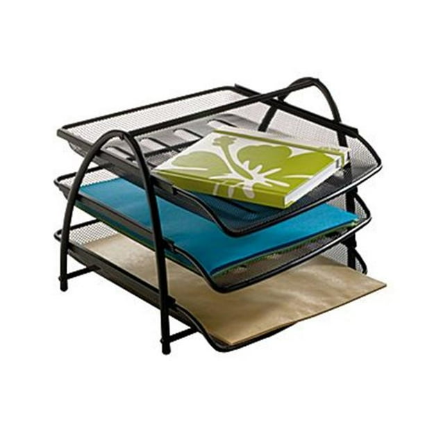 Front Loading Mesh Desktop Letter Tray with 3 Levels, Black - Walmart.com