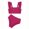 Gunia Teen Girl Swimsuit Two Piece Square Neck Ruffle Trim Solid Color ...