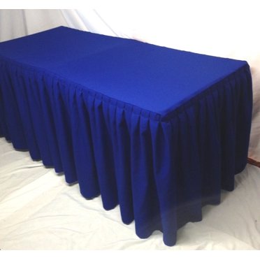 8' Fitted Polyester Double Pleated Table Skirting Cover w/Top Topper 21 ...