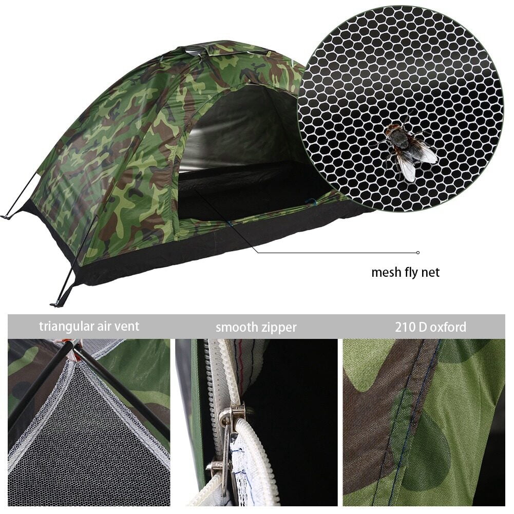 DERCLIVE Camouflage Tent UV Protection Waterproof One Person Tent for ...
