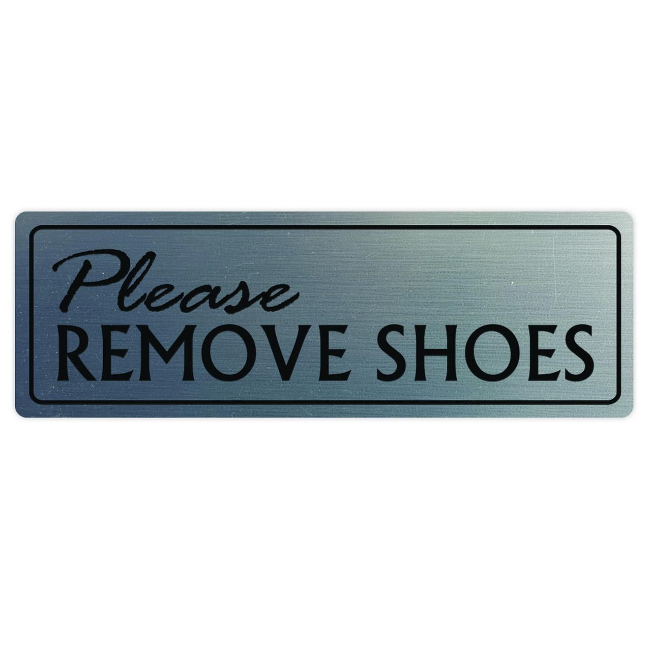 Standard Please Remove Shoes Wall Door Sign - Silver - Large 3" X 9 ...