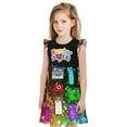 Number Cartoon Show Block Flutter Sleeve Soft Fabric Casual Dress ...