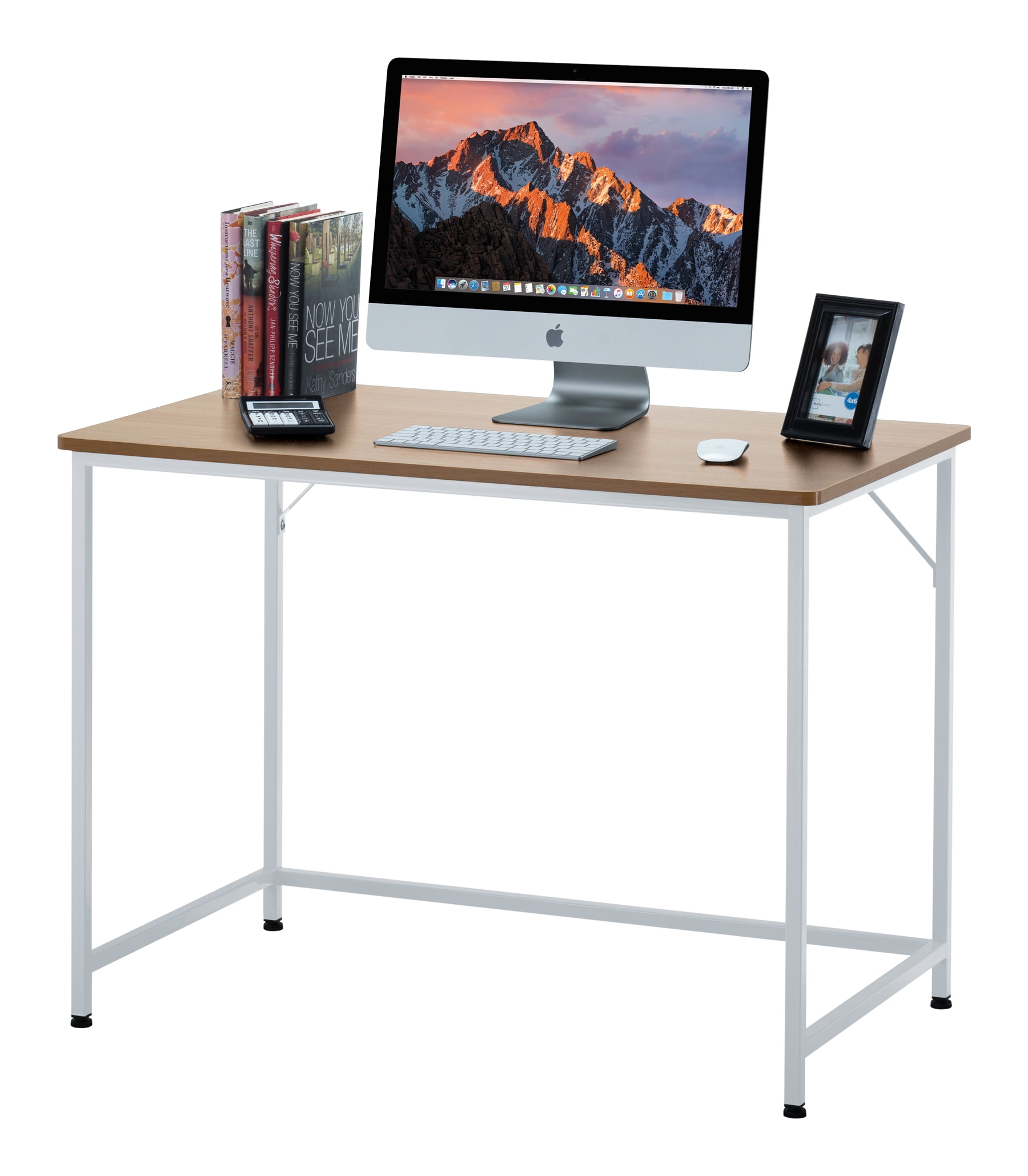Fineboard 39" Home Office Computer Desk Writing Table, Beige/White ...