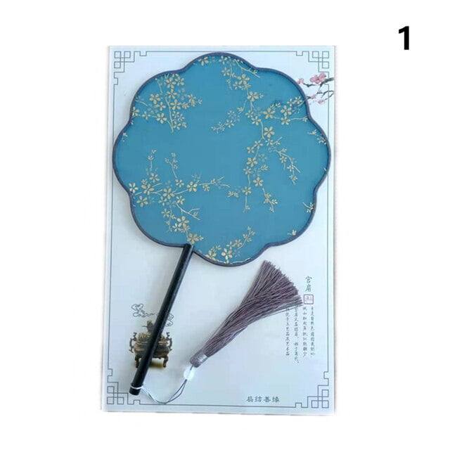 YCNYCHCHY Chinese Style Round Fan Bronzing Painting Fans Long Handle ...