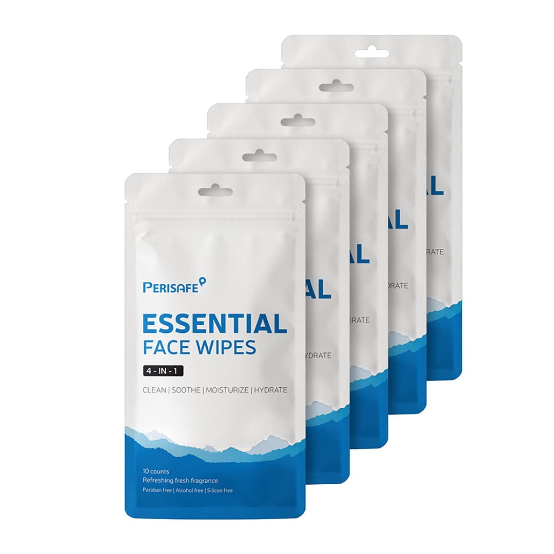 PERISAFE Essential Face Wipes Individually wrapped Sachet | 4-IN-1 | pH ...