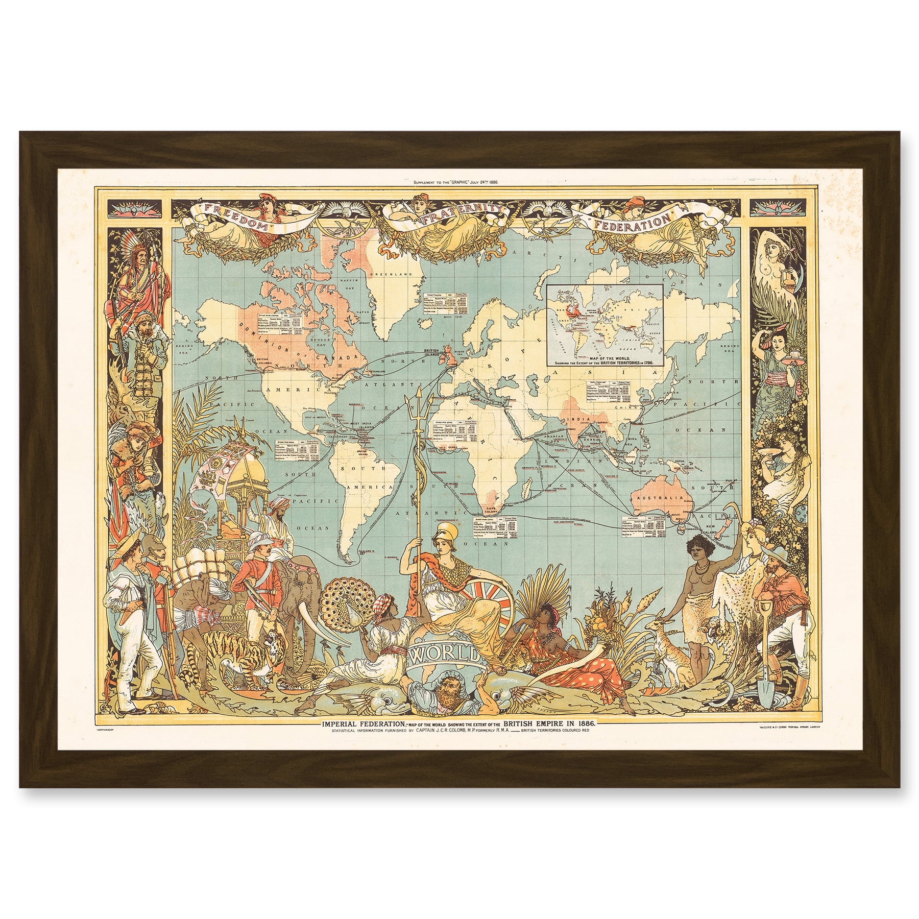 Crane 1886 Pictorial Map British Empire World Colonial Brittania ...