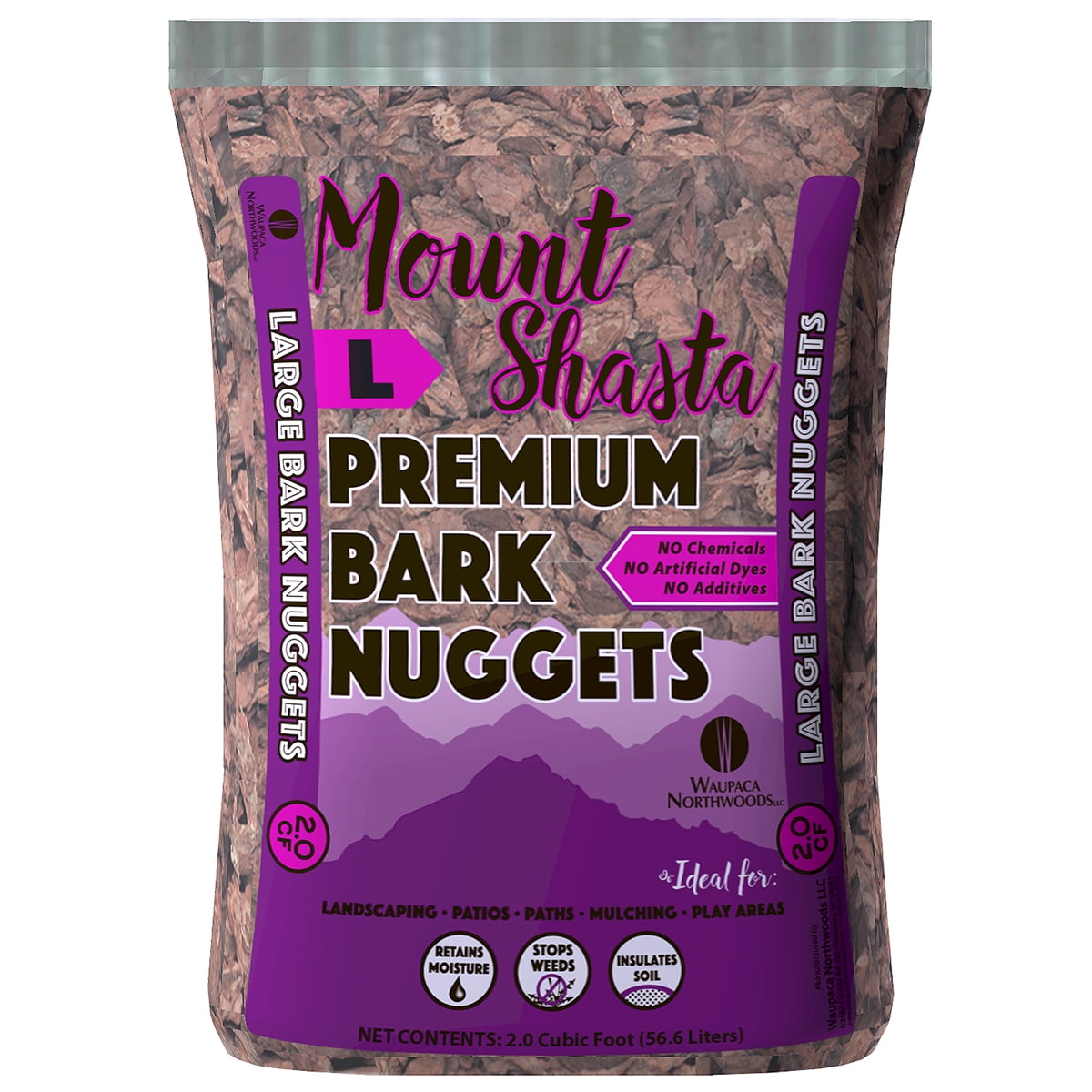 Waupaca Northwoods WMS03213 2 cu ft. Mount Shasta Premium Bark Nuggets ...