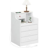 ADORNEVE Powered Nightstand with USB Charger, 3 Storage Drawers for ...