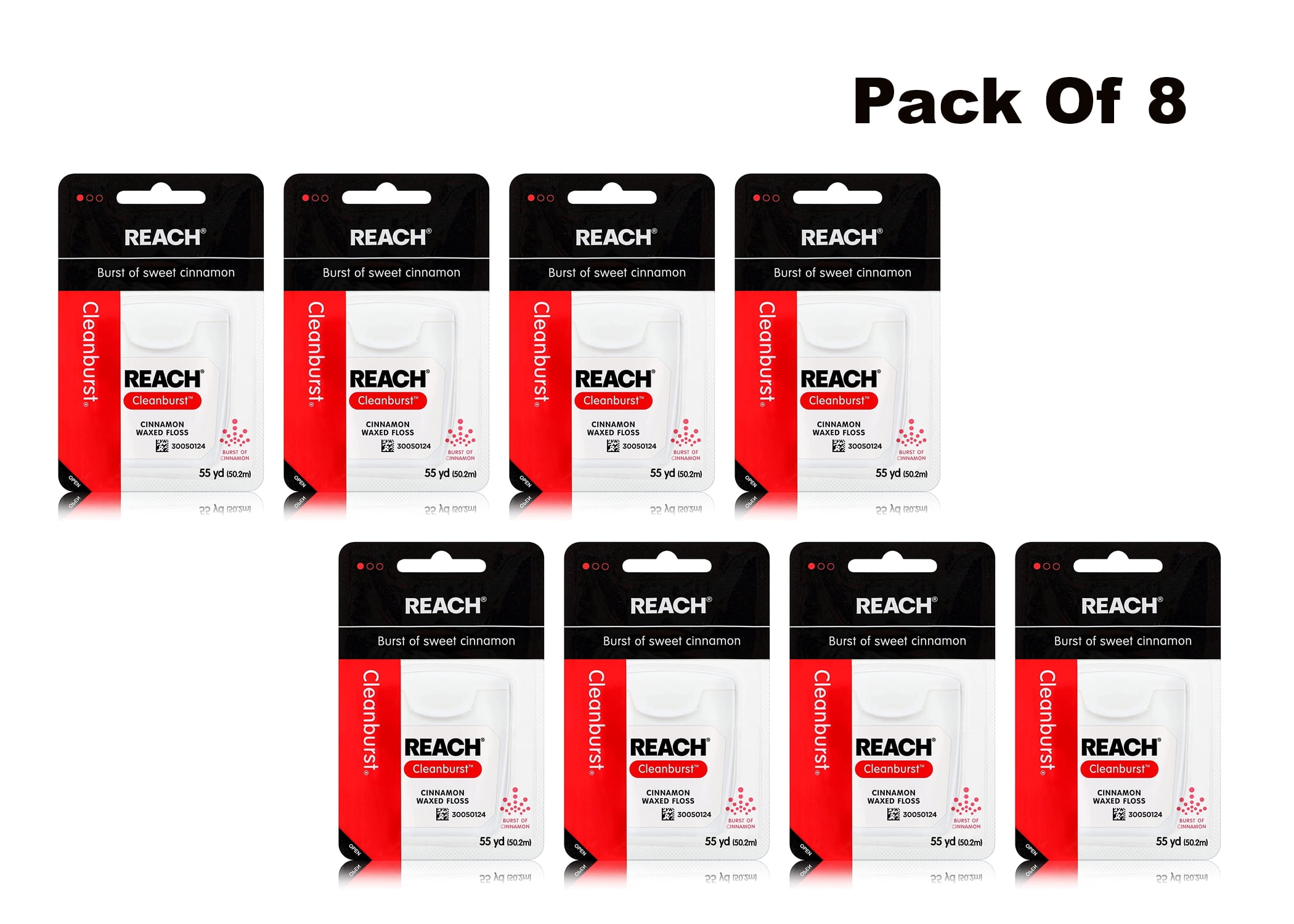 Reach Waxed Dental Floss, Cleanburst Cinnamon, 55 Yards (Pack of 8 ...