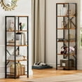 6 Tier Tall Bookshelf, Industrial Narrow Bookcase, Display Standing ...