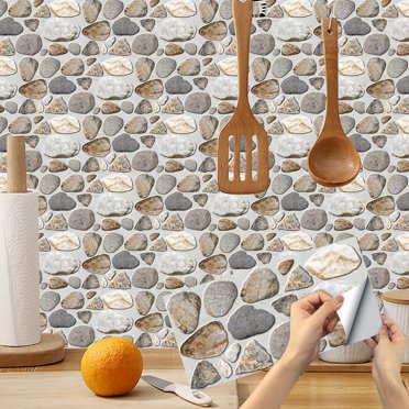 Gray Brick Mosaic Wall Stickers 11.8x5.9" Self Adhesive Vinyl Wallpaper ...