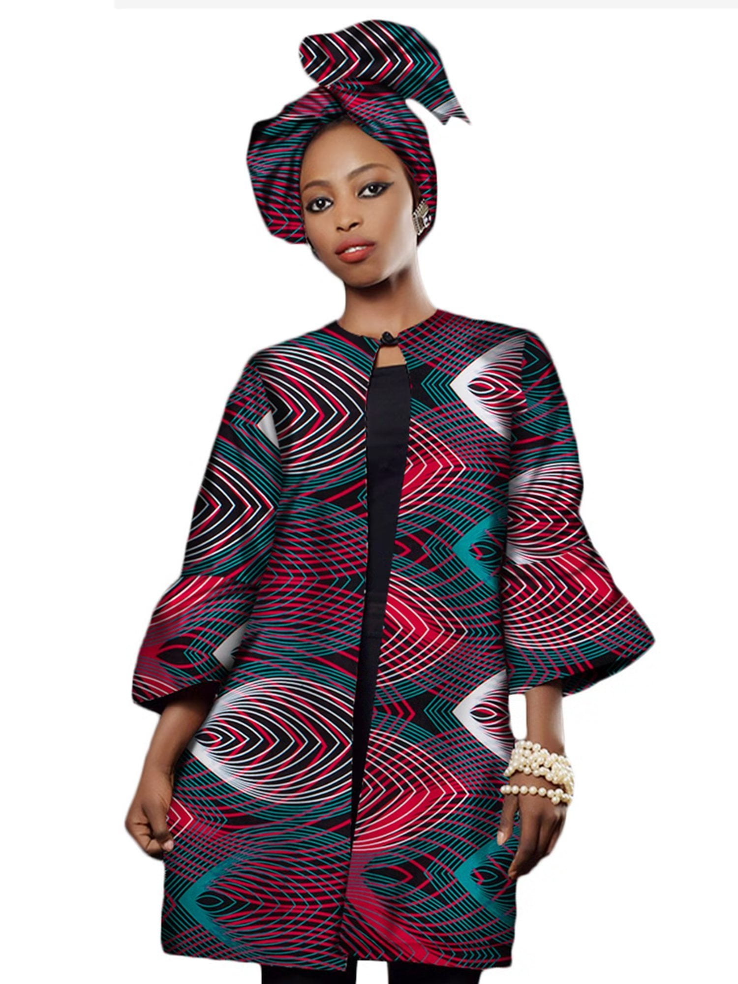 BintaRealWax Women African Print Clothing Dashiki Three Quarter Sleeve ...