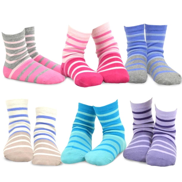 TeeHee Kids Cotton Fashion Crew Socks 6 Pair Pack for Girls - Walmart.com