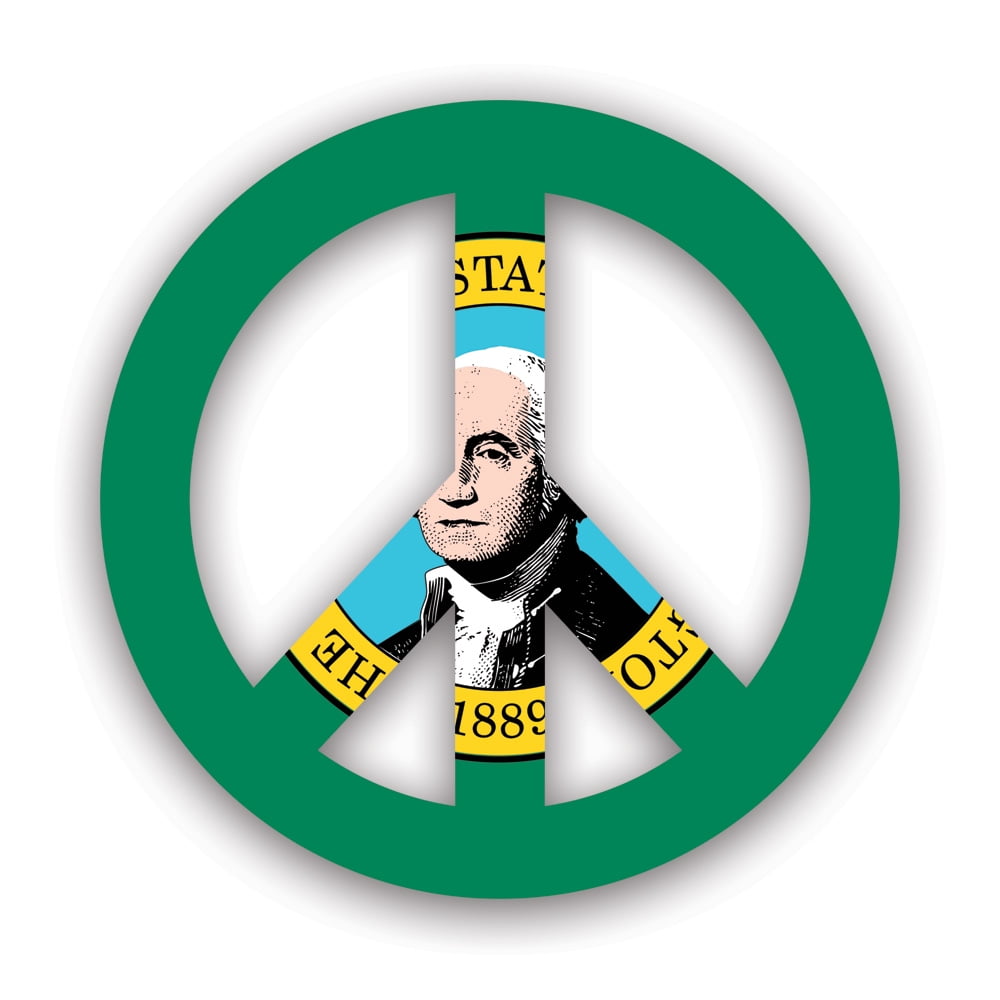 Washington Flag Peace Symbol Sticker Decal - Self Adhesive Vinyl ...
