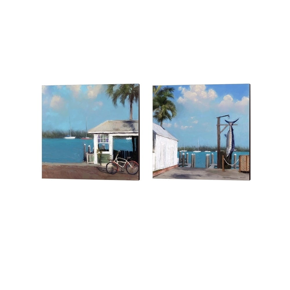 Pier A by Rick Novak Canvas Art Set of 2 14 inch X 14 inch Each ...