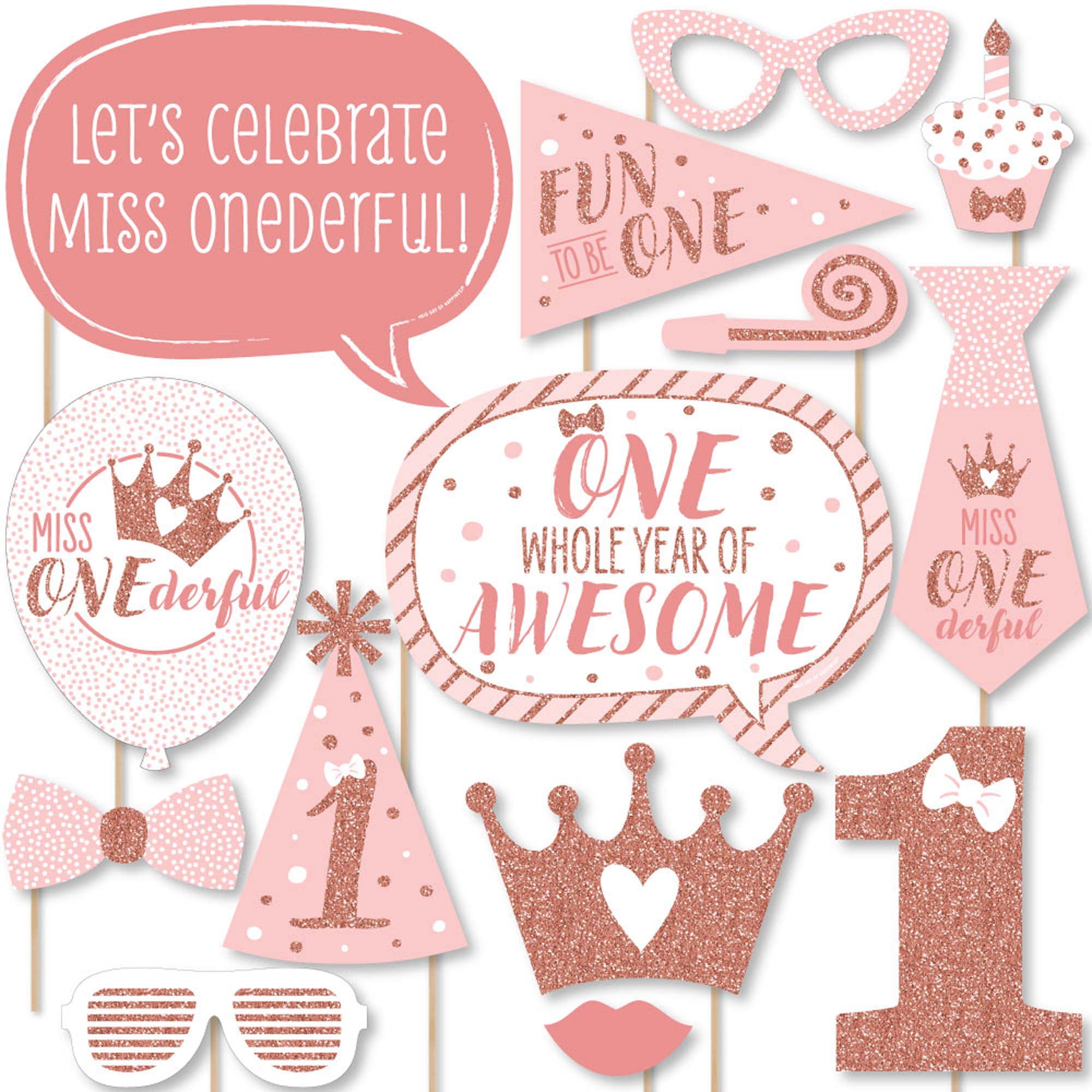 Big Dot of Happiness 1st Birthday Little Miss Onederful - Girl First ...