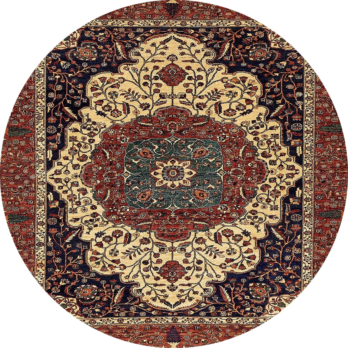 Ahgly Company Indoor Round Abstract Red Abstract Area Rugs, 4' Round ...