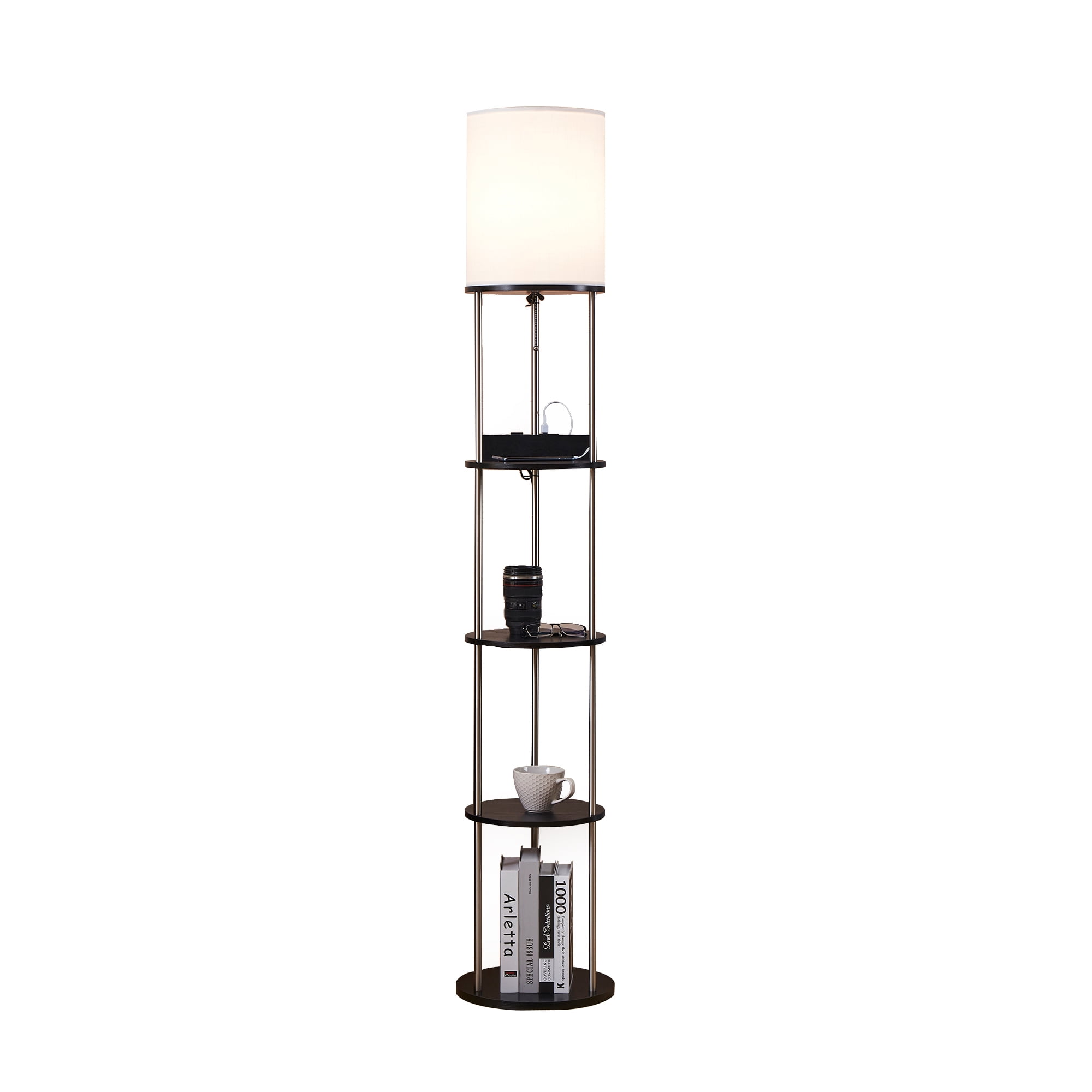 ATAMIN Aria Plus floor lamp with USB Port and Display Shelves, Modern ...