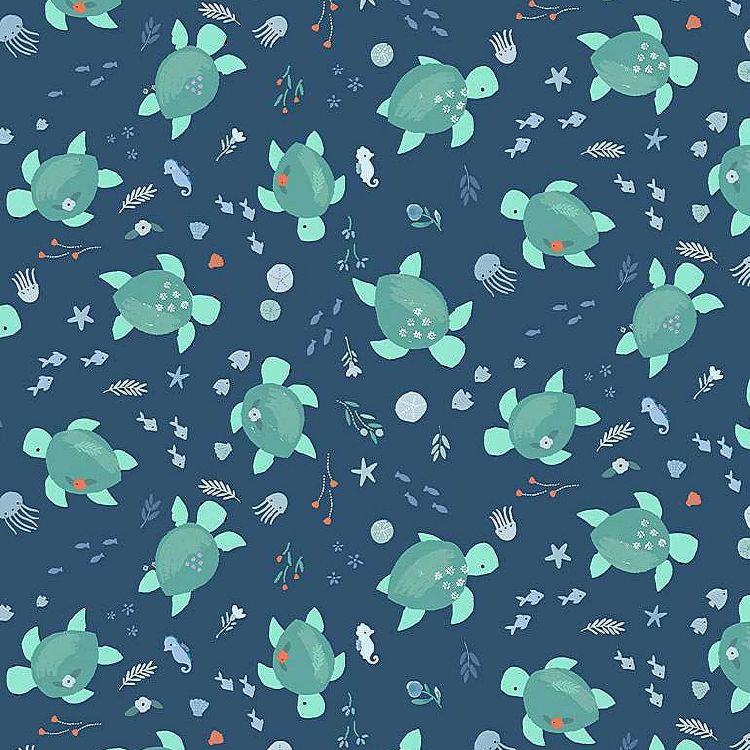 Navy sea turtle fabric Turtle Time quilt cotton Dear Stella Sold by the ...