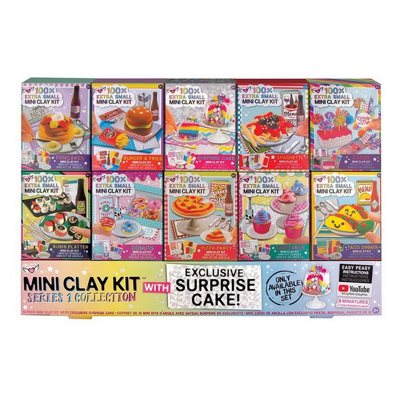 Fashion Angels 100% Extra Small Mini Clay Kit | 10 Tiny Food Clay Kits ...
