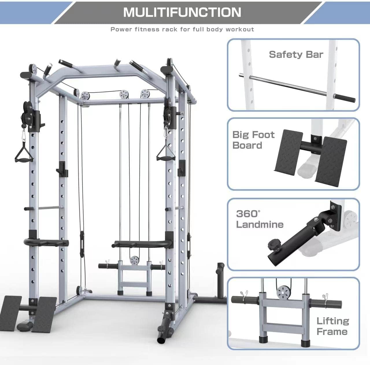 Buy MAJOR LUTIE Multi-Function Power Cage, 1400 LBS Power Rack with ...