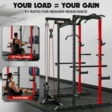 MITONOS C1-V4 Power Cage, 2000LBS Squat Rack with LAT Pulldown, Multi ...