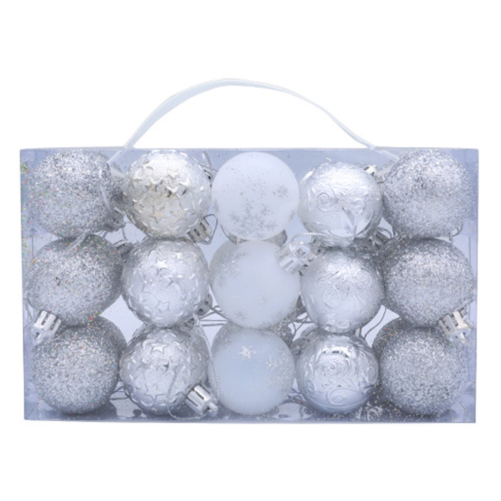 30Pcs Glitter Christmas Balls Pendant Anti-deform Plastic Holiday Gift ...