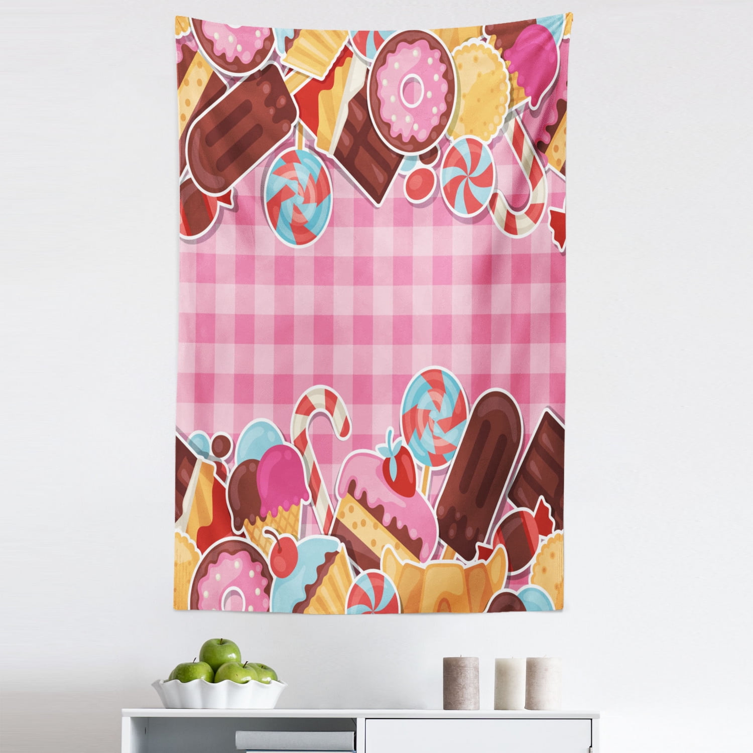Sweets Tapestry, Candy Cookie Sugar Lollipop Cake Ice Cream Girls ...