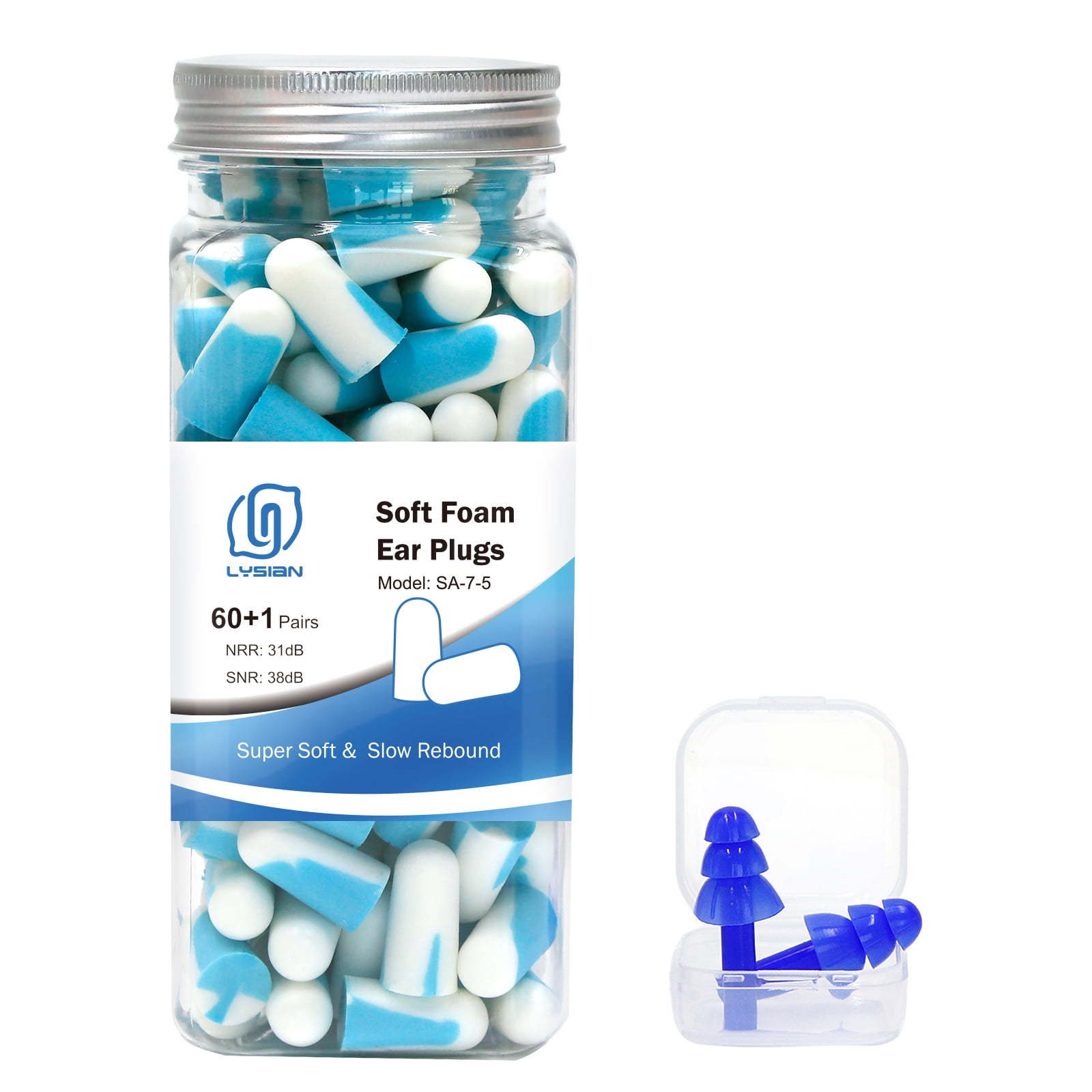 Ultra Soft Foam Earplugs 60 Pairs, 38dB SNR Ear Plugs for Sleeping ...