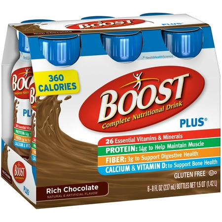 Boost PLUS Rich Chocolate Complete Nutritional Drinks, 8 fl oz, 6 count ...