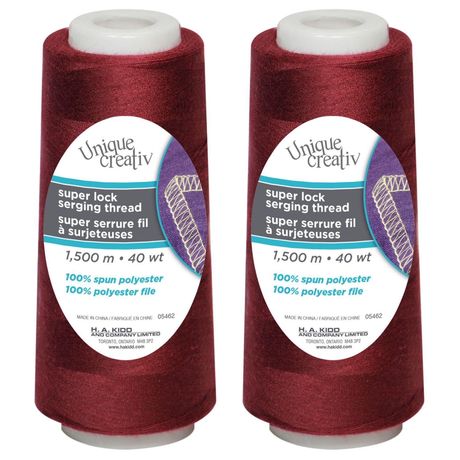 Unique Creativ Trulock Serging Thread - 100 Polyester  40 Wt  1500 M Cone For Overlock Machines