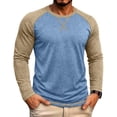 BiZtdJrK Mens Long Sleeve Shirts Classic Crewneck Color Blocked Tops ...