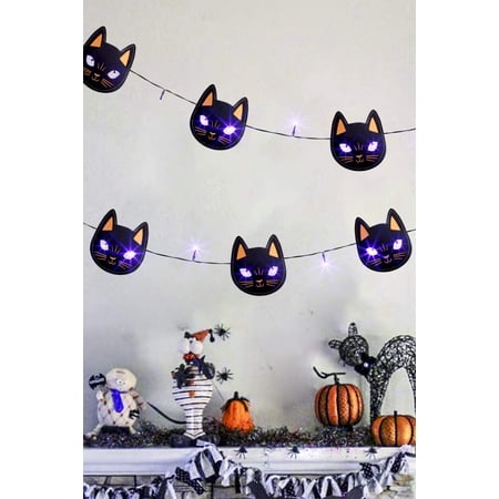 5.75 FT 15LT LED Halloween String Lights Fabric Banners Trick or Treat ...