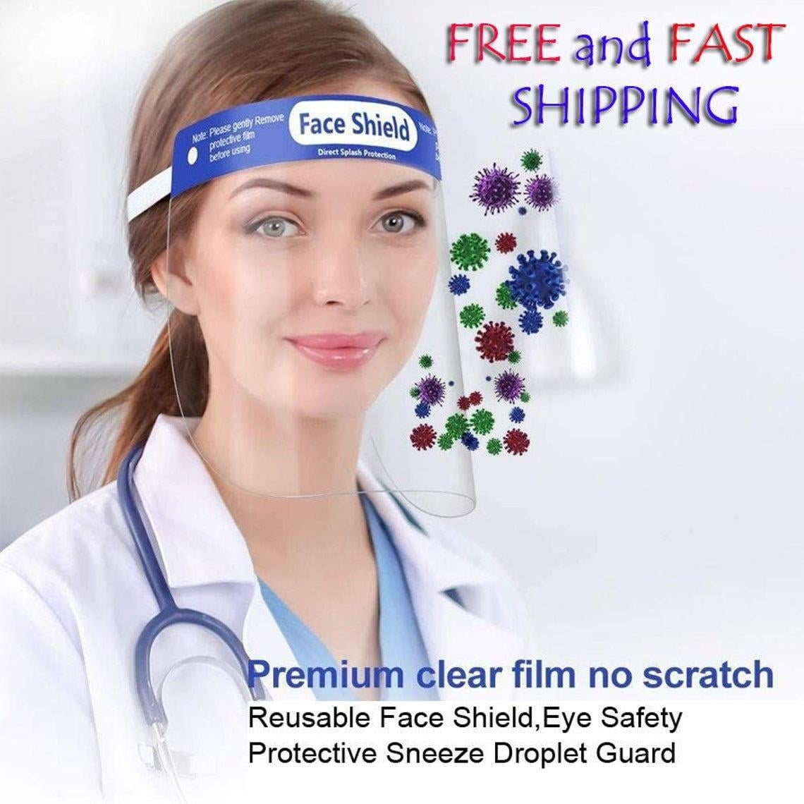 Safety Full Face Shield Guard Clear Protector Anti-Fog Head Dental Anti ...