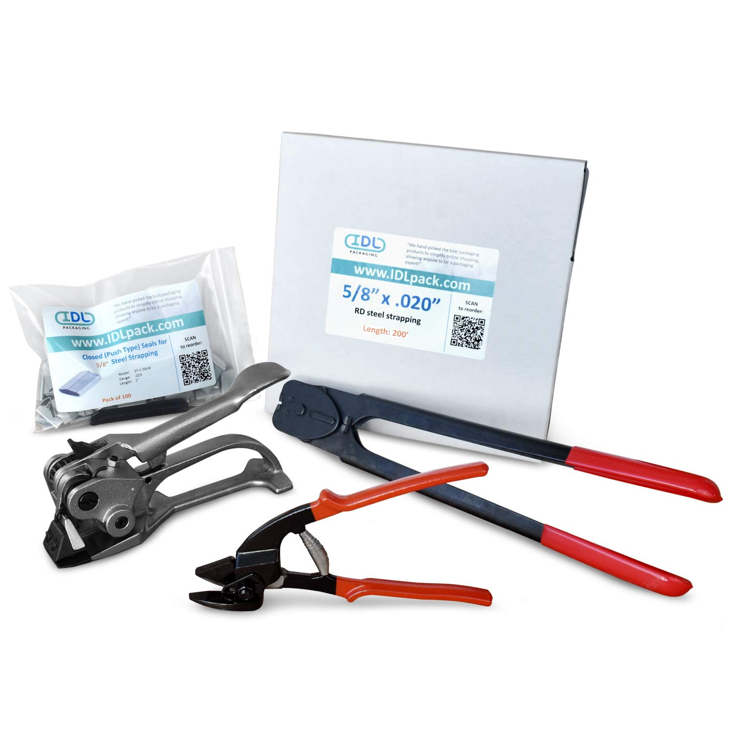 IDL Packaging 5/8" x 200 ft. Steel Strapping Kit for Round Packages ...